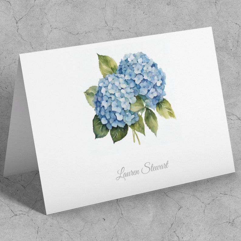 Blue Hydrangeas Personalized Note Cards Sets, Hydrangea Flowers ...