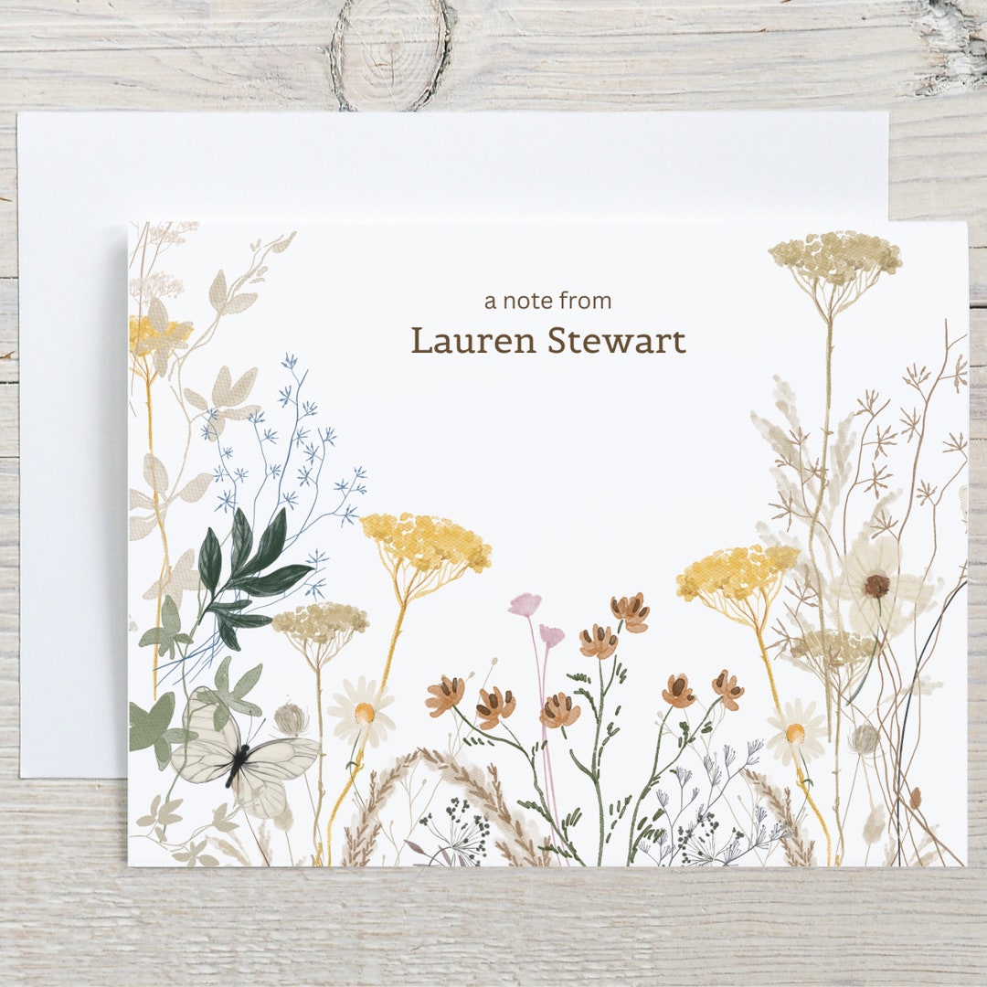 Meadow Wildflowers Note Cards Stationary Sets Personalized - Etsy