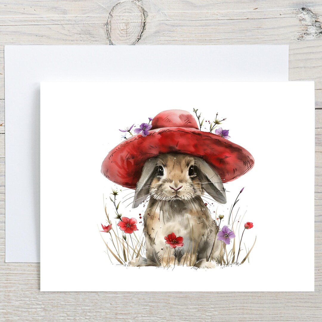 Personalized Bunny Note Cards, Custom Easter Rabbit & Wildflowers ...