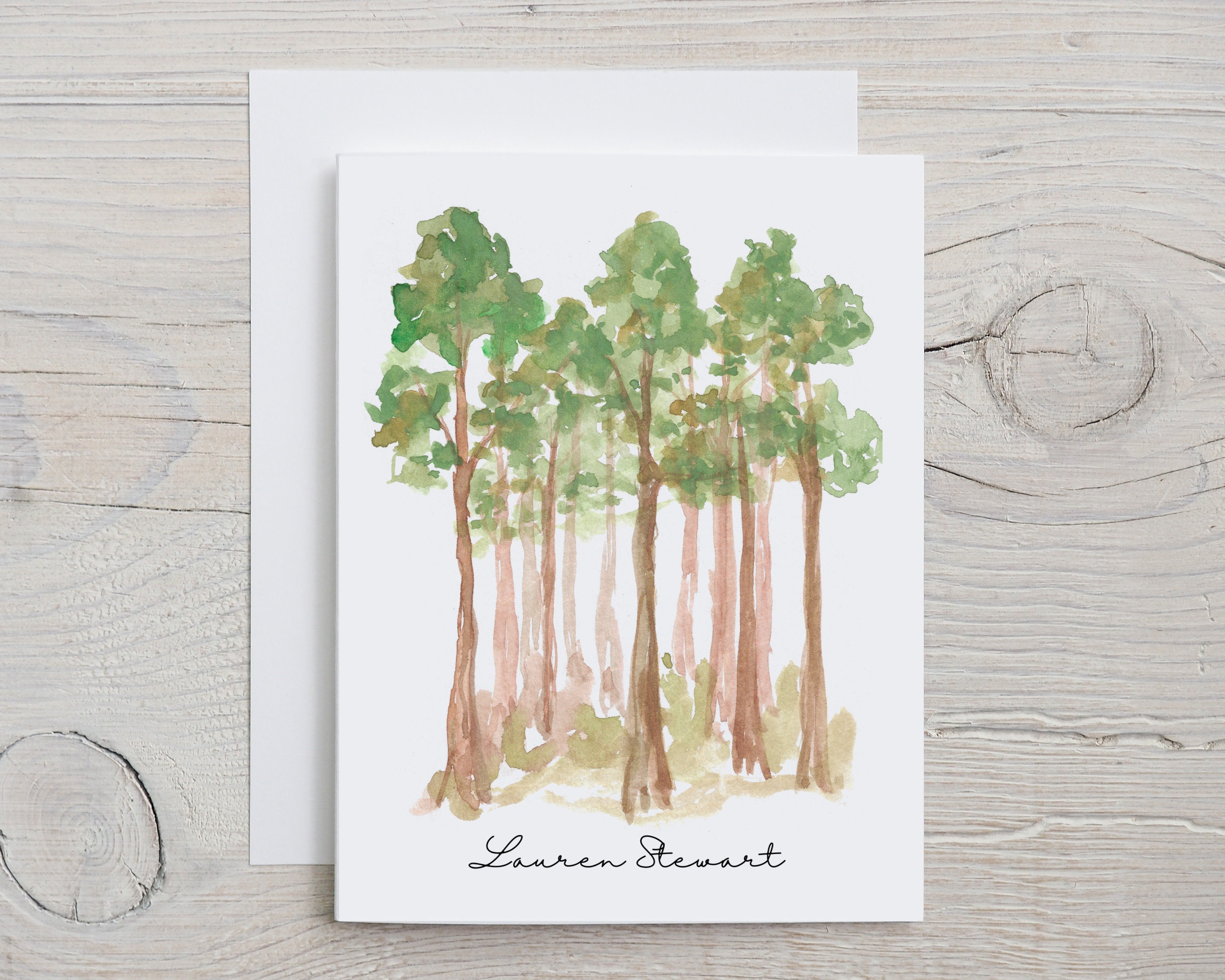 Forest Woods Note Cards Sets, Personalized Woodland Forest Stationary ...