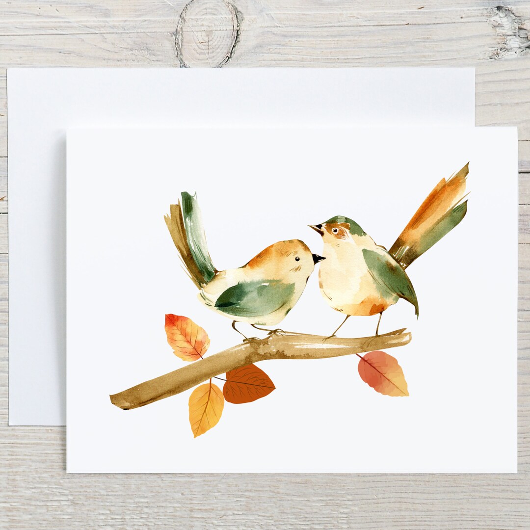 Custom Bird Art Blank Greeting Cards, Personalized Wildlife Birds Note ...