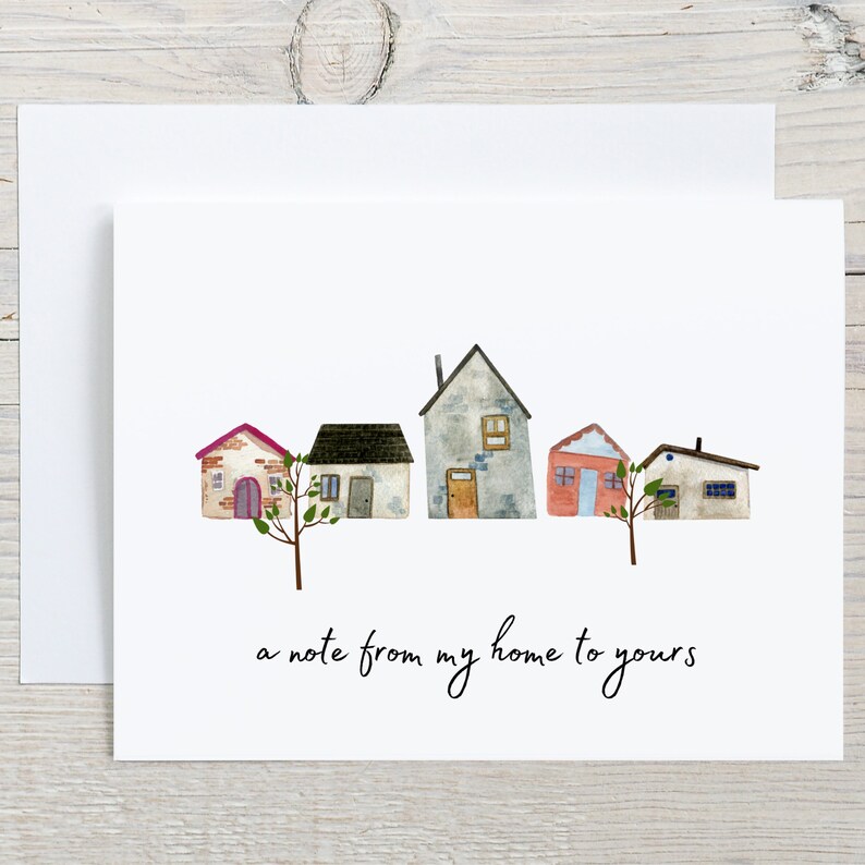 Neighborhood Homes Note Cards, Blank Notecards, Houses Stationary Cards ...