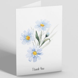 Delicate Blue Daisies Personalized Note Cards, Watercolor Summer ...