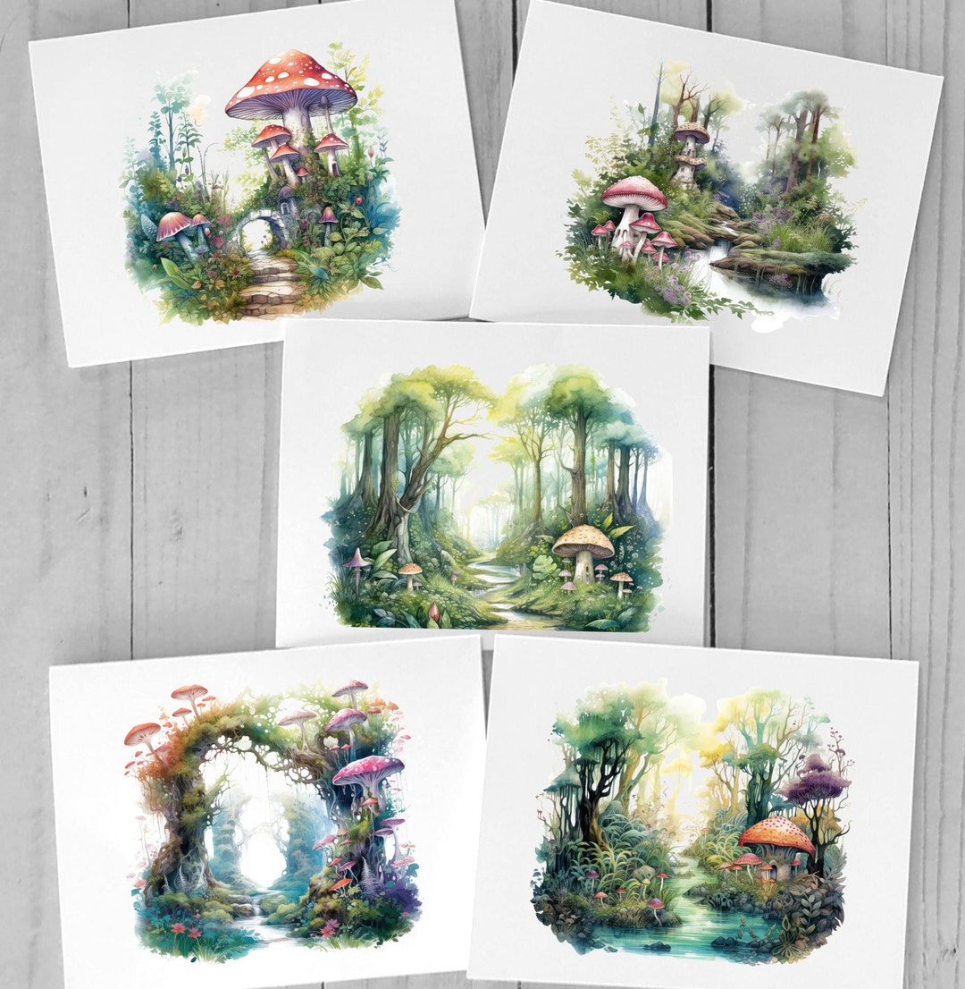 Enchanted Fantasy Forests, Set of 10 Note Cards, Notecards, Magical ...