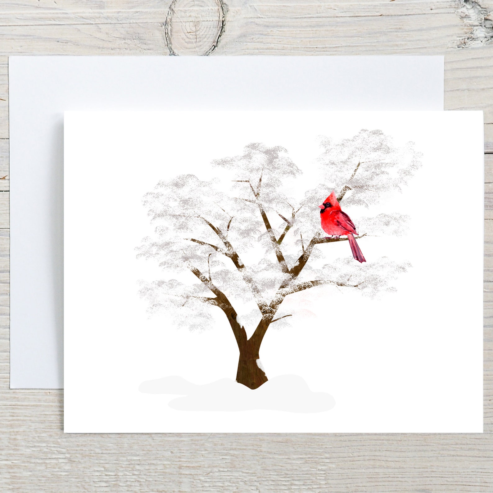 Winter Cardinal Note Cards Stationary Sets, Red Cardinal Bird, Snowy ...