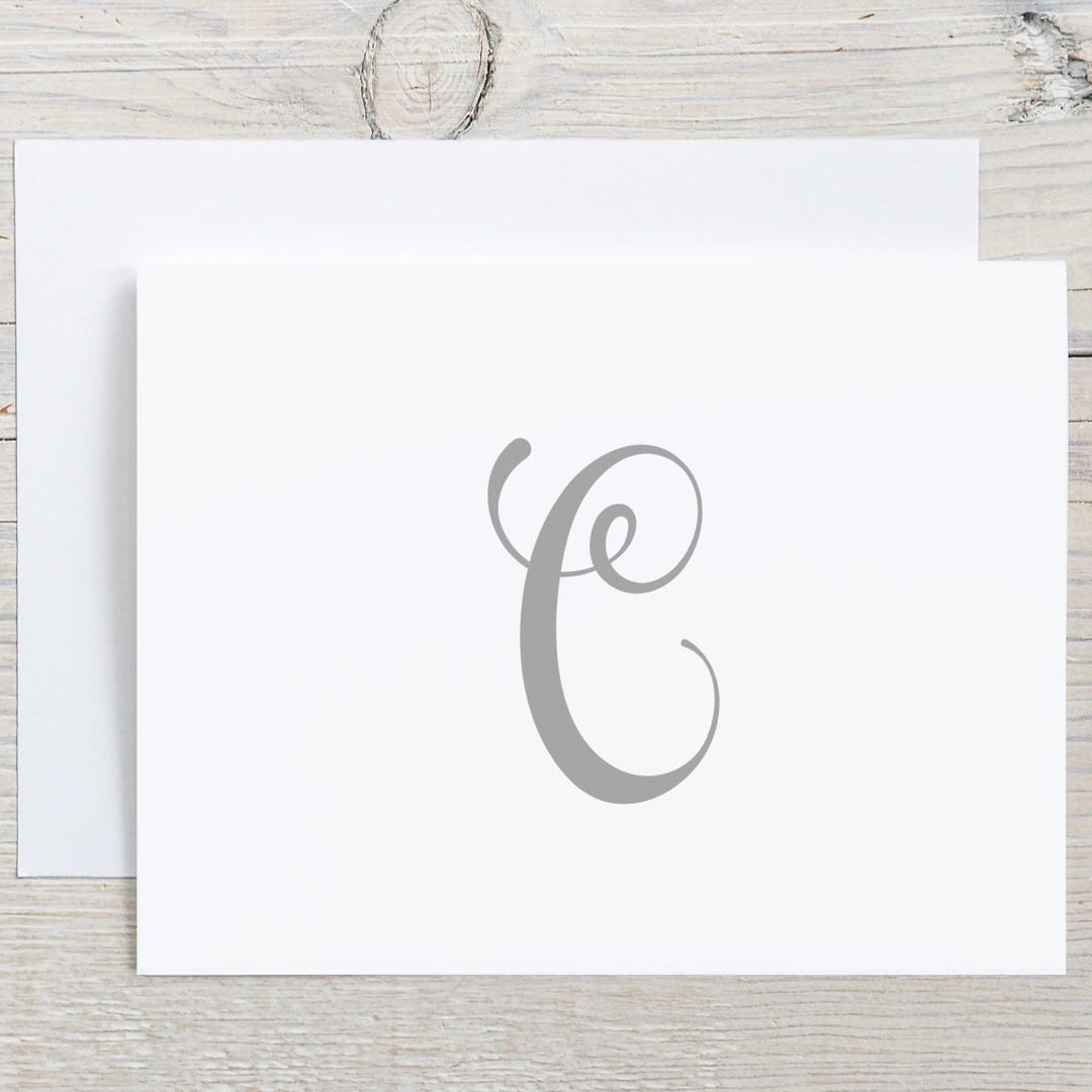 Classic Monogram Initial Note Cards, Timeless Elegant Feminine Script ...