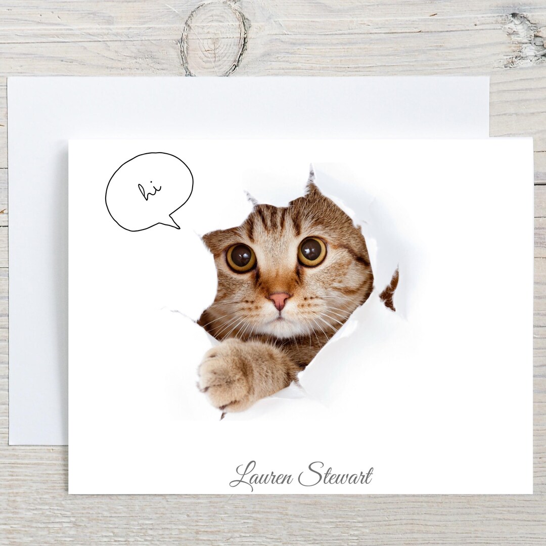 Cute Kitten Blank Greeting Cards, Custom Cat Note Cards, Cat Lover ...