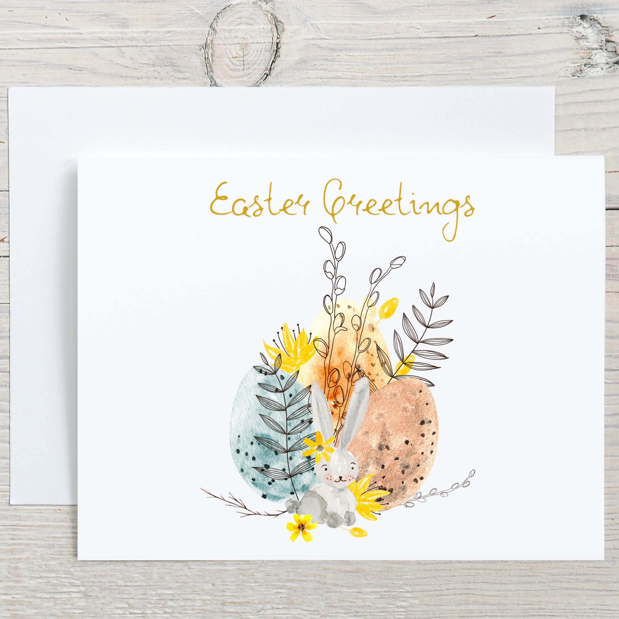Whimsical Easter Bunny Greetings Cards Set Cute Bunny Rabbit - Etsy