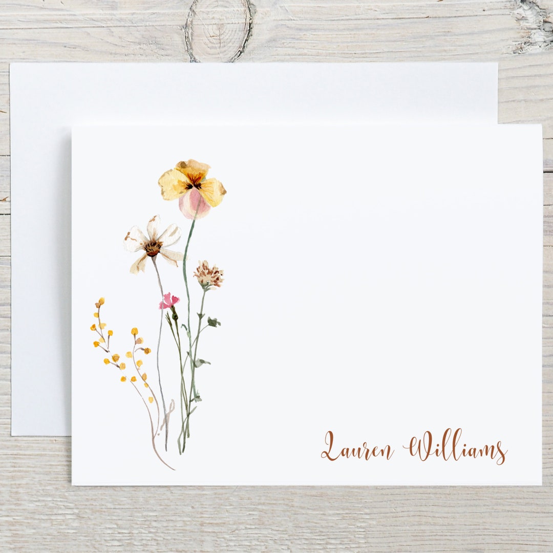 Wildflowers Custom Greeting Cards, Blank Cards Set, Watercolor Wild ...