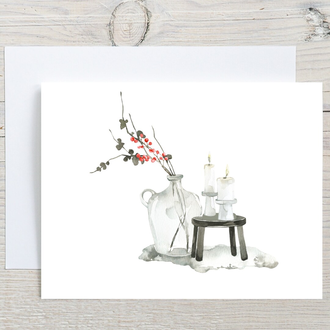 Winter Note Cards Stationary Sets, Watercolor Winter Notecards Sets ...