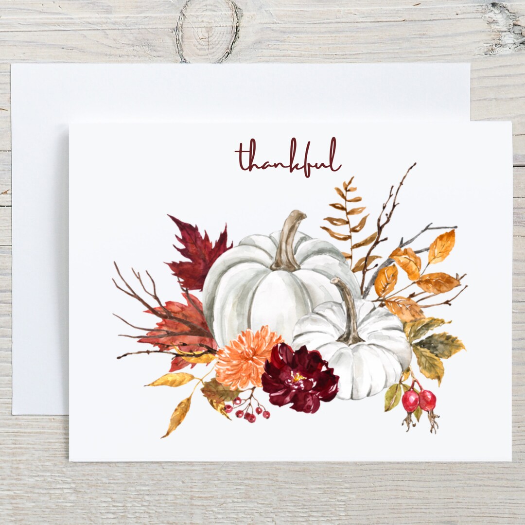 Thankful Custom Thanksgiving Note Cards Stationary Sets, Personalized ...