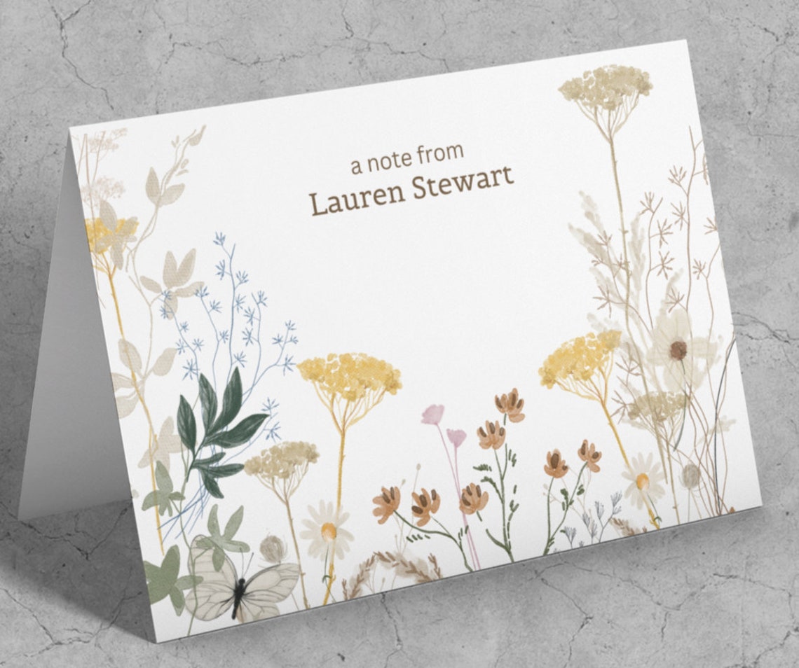 Meadow Wildflowers Note Cards Stationary Sets Personalized - Etsy