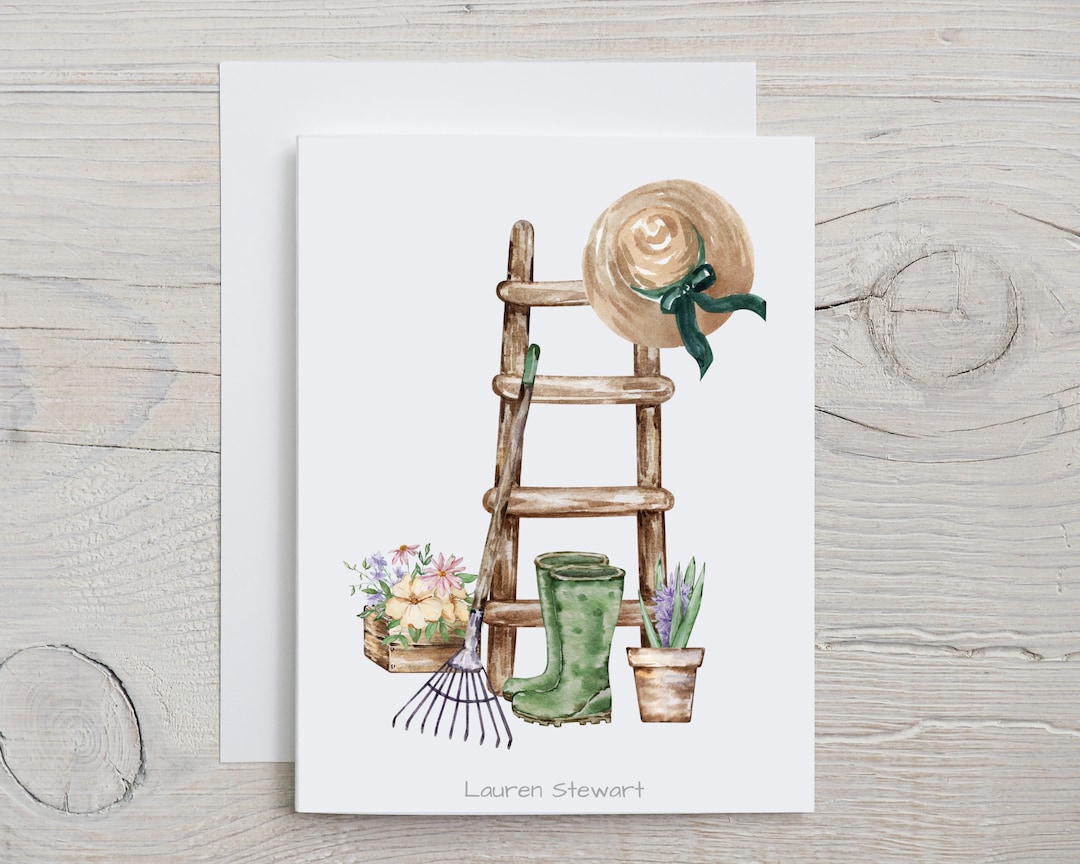 Personalized Gardener Stationary Cards, Custom Gardening Stationery ...