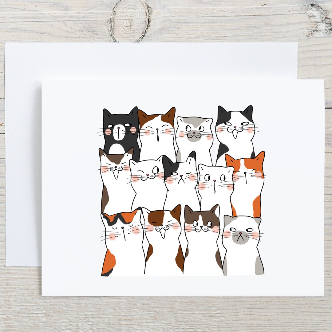 Humorous Cartoon Cat Note Cards for Cat Lovers, Blank Whimsical ...
