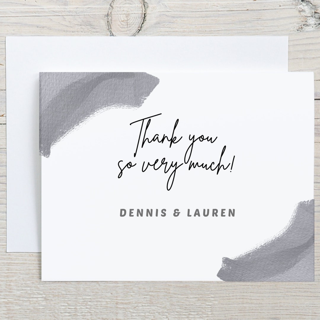 Modern Minimalist Thank You Note Cards Set Personalized - Etsy
