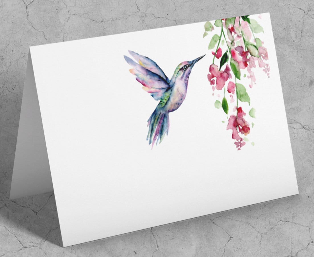 Hummingbird Personalized Note Cards Stationary Set, Watercolor Bird ...
