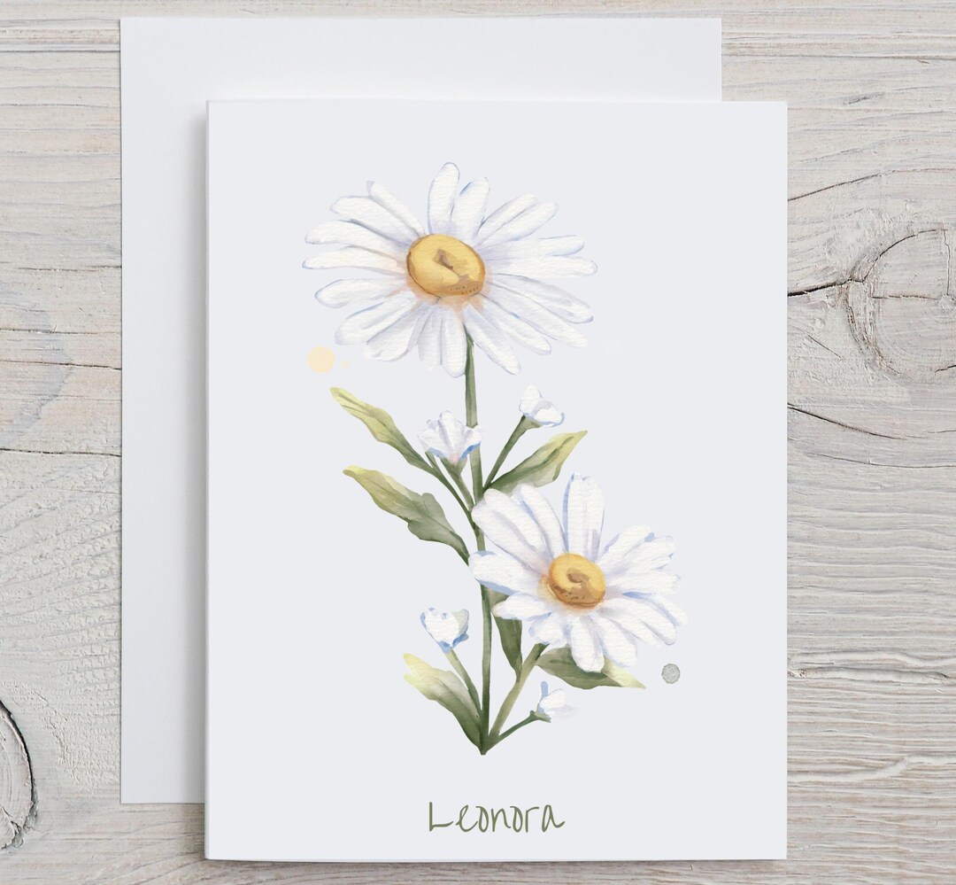 Personalized Birthday Month Flower Cards, Watercolor Custom Happy ...