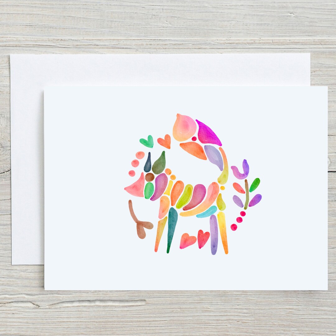 Rainbow Fox Flat Note Cards, Personalized Stationary Stationery Cards ...