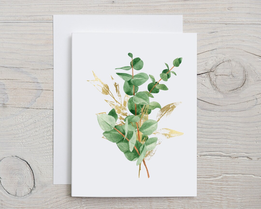 Golden Greenery Personalized Note Cards, Folded Blank Notecards ...