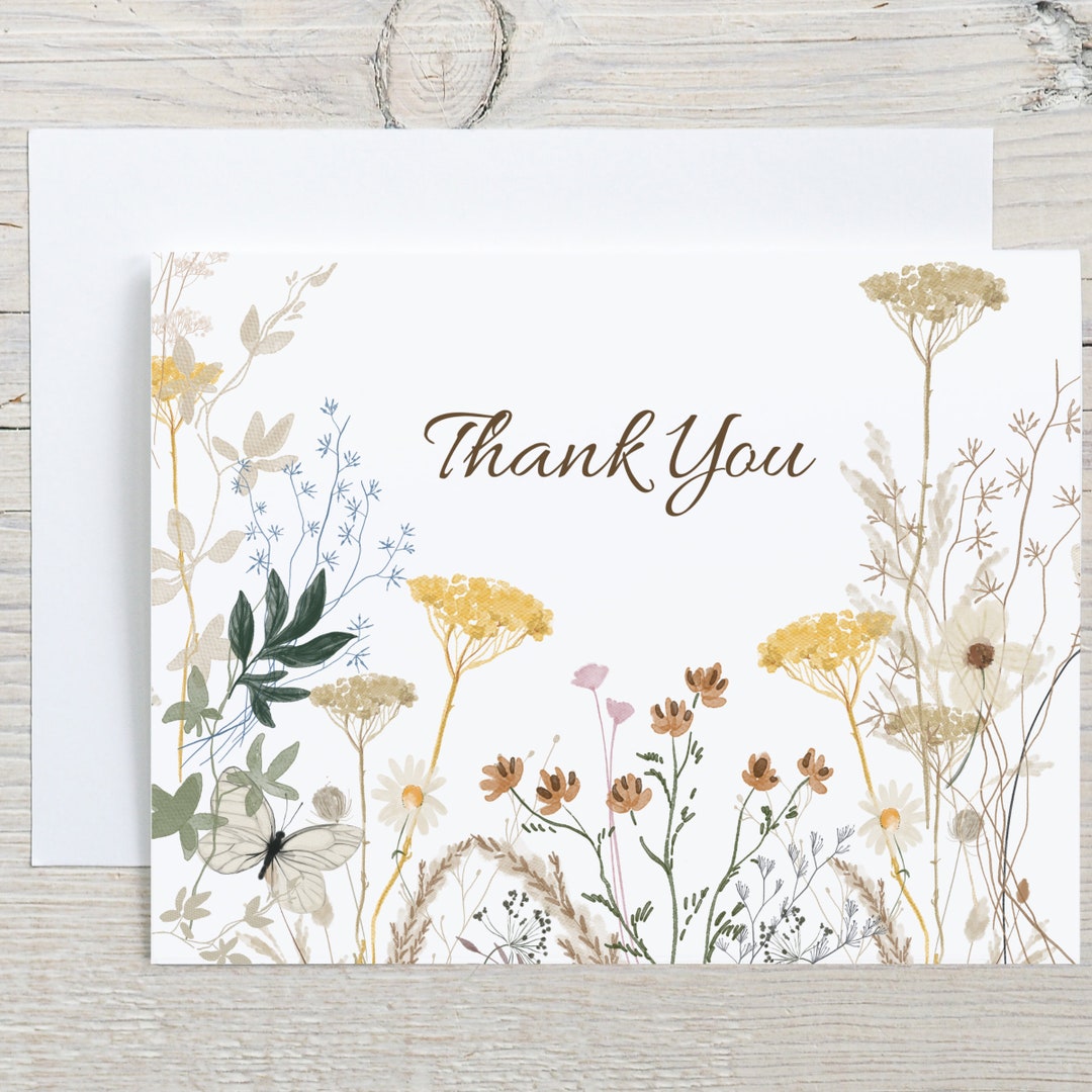 Personalized Thank You Note Cards Sets, Wildflowers Thank You ...