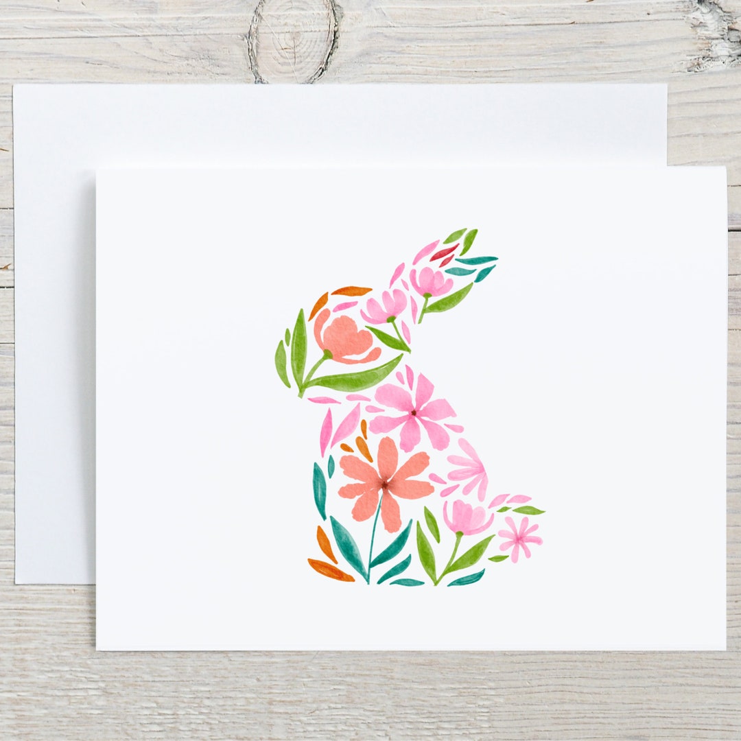 Bunny Rabbit Note Cards Stationary Sets, Personalized Floral Bunny ...