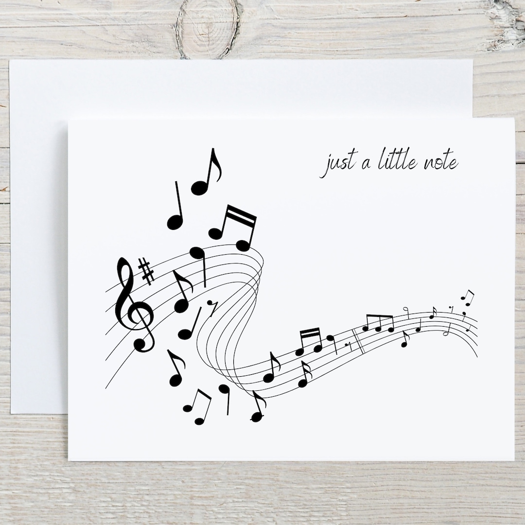 Music Note Cards, Just a Little Note, Stationary Notecards, Musical ...