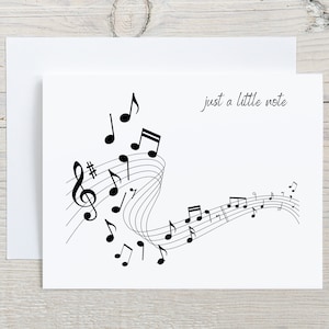 Musical Notes Blank Greeting Cards, Just a Little Note, Humorous Note ...