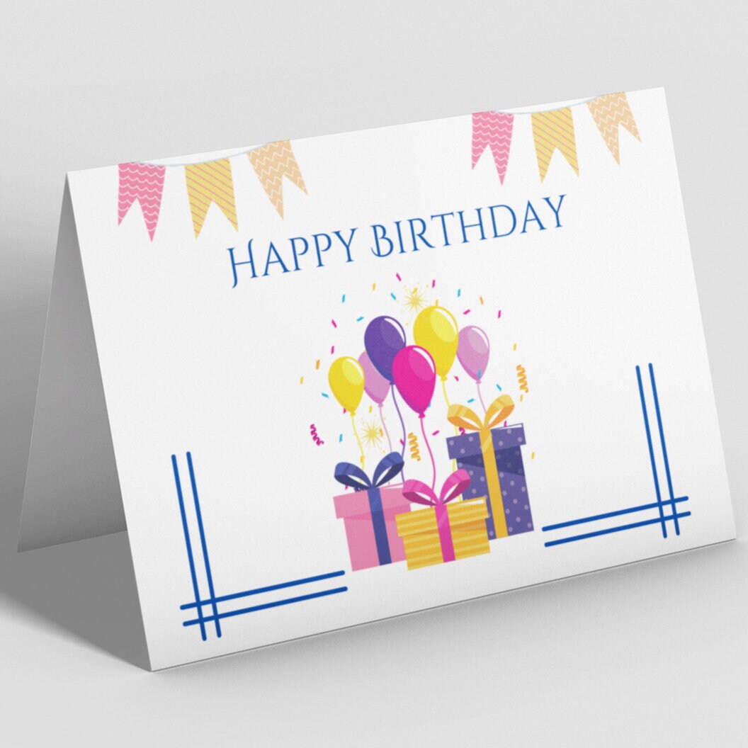 Birthday Balloons & Gifts Greeting Cards, Happy Birthday Note Cards ...