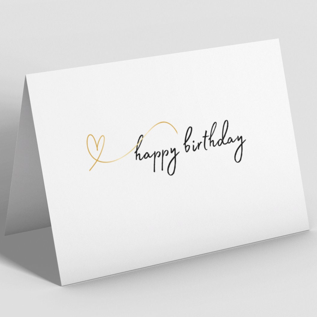 Happy Birthday Greeting Cards, Blank Happy Birthday Notecards, Gold ...