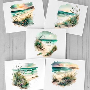 Beach Sunset Custom Note Card Set, Watercolor Ocean Sunsets Stationary ...
