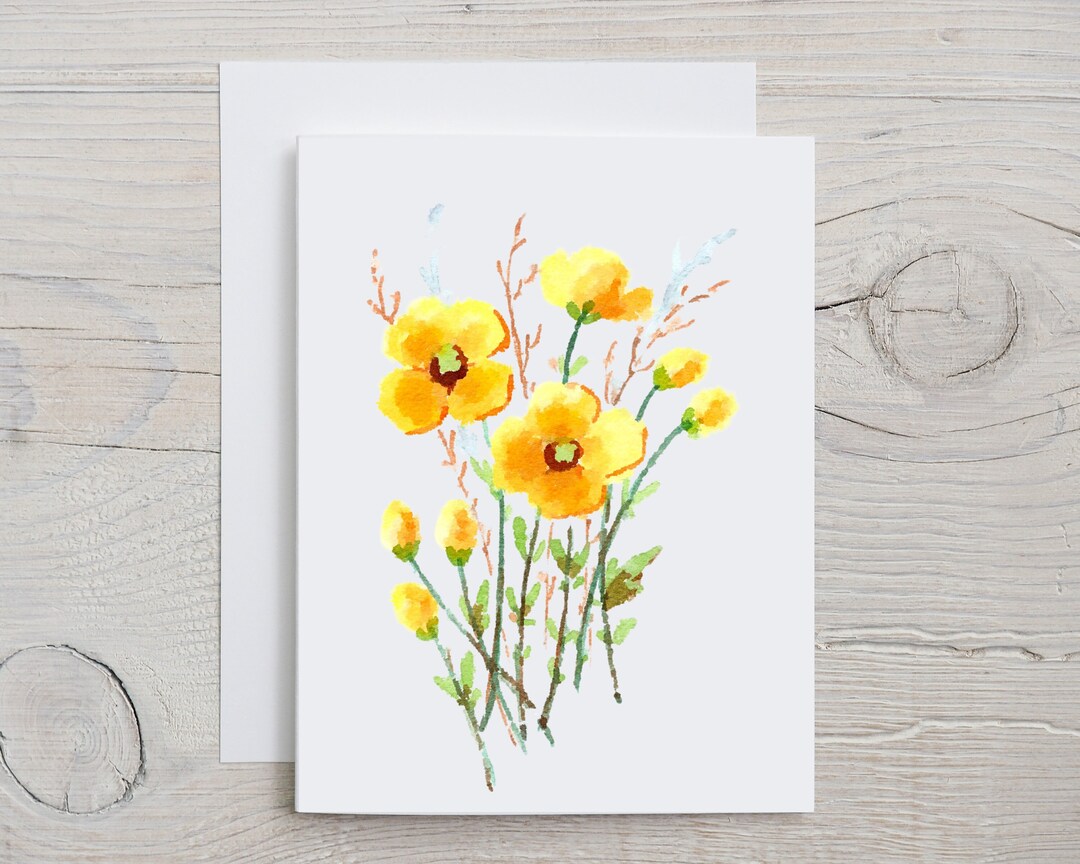 Yellow Summer Flowers Note Cards, Personalized Spring Florals ...
