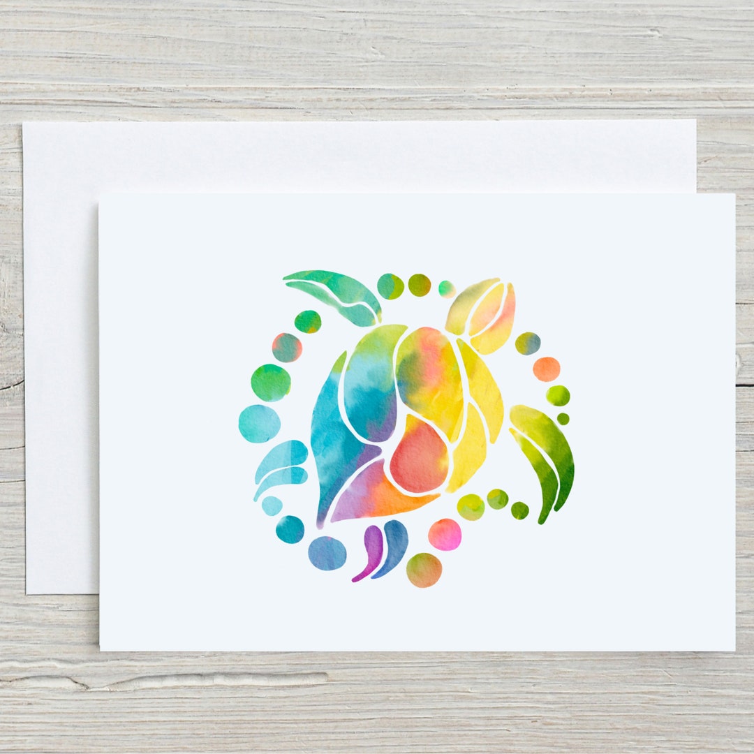 Turtle Note Cards, Personalized Flat Stationary Stationery Cards, Flat ...