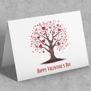Tree of Hearts Valentine's Day Greeting Cards, Valentine Day Note Card ...
