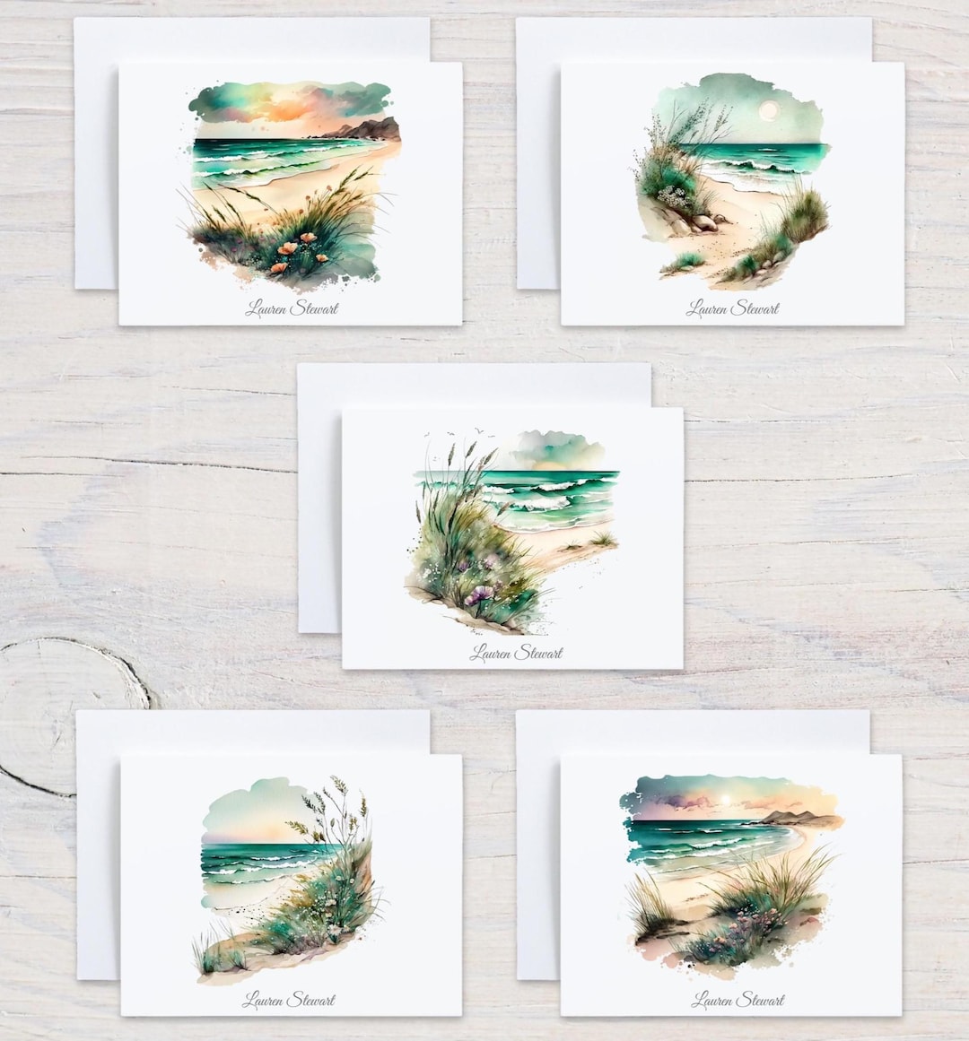 Custom Beach Sunset Note Card Set, Personalized Ocean Notecards, 10 ...