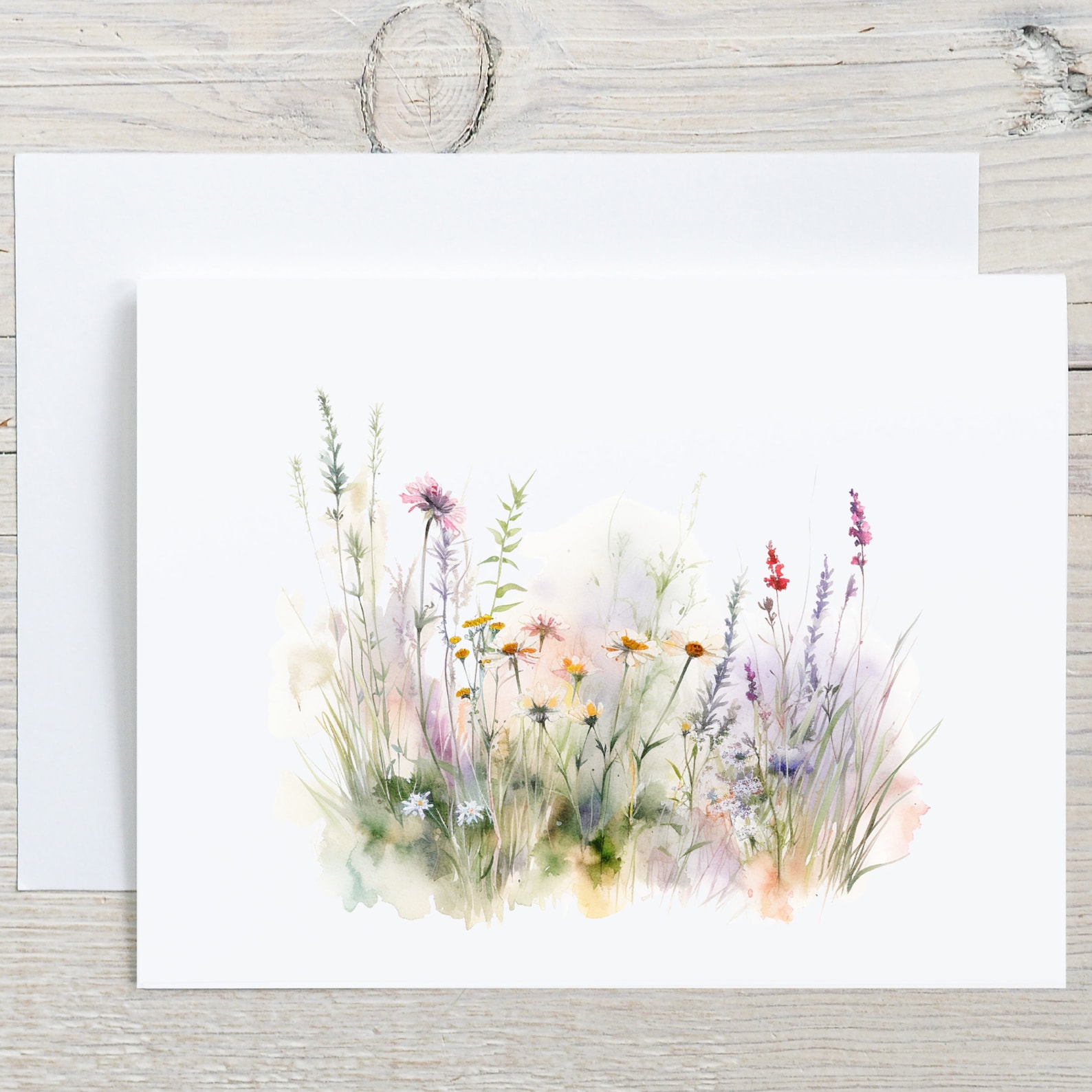 Watercolor Meadow Wildflowers Blank Cards, Wild Flowers Field Greeting ...