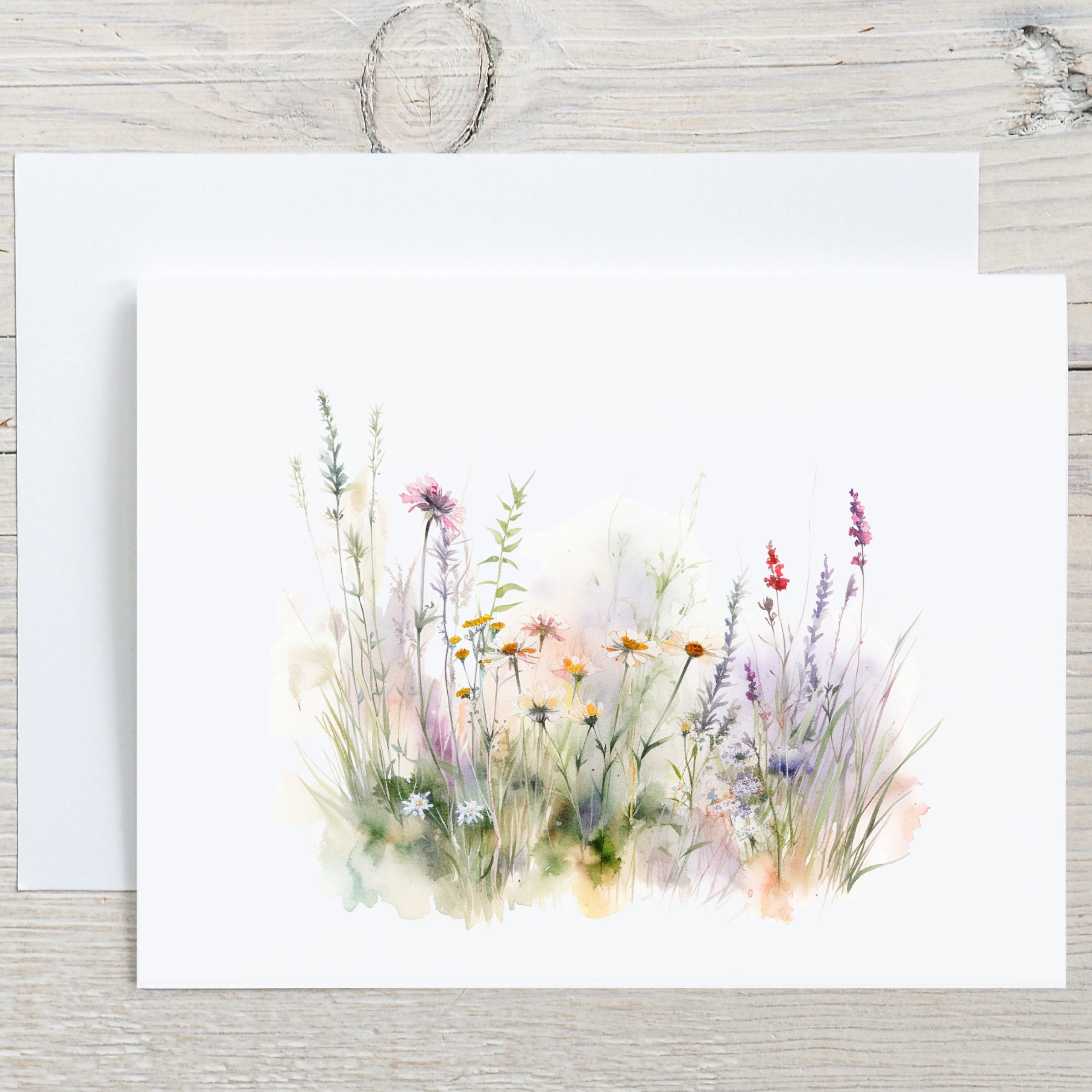 Field of Wildflowers Note Cards, Watercolor Wild Flowers Stationary Set ...