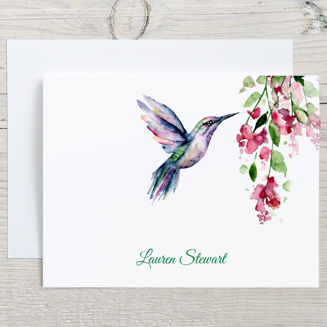Watercolor Hummingbird Note Cards With Envelopes Personalized - Etsy