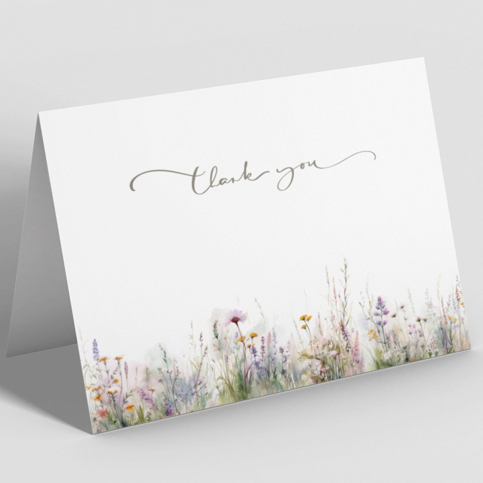 Meadow Wildflowers Thank You Cards, Watercolor Wild Flowers Thank You ...
