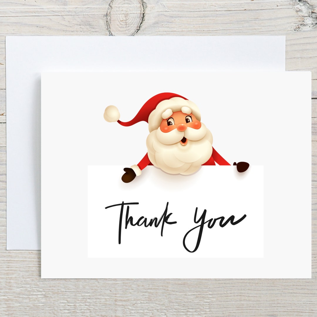 Santa Claus Christmas Thank You Cards, Holiday Blank Note Cards ...