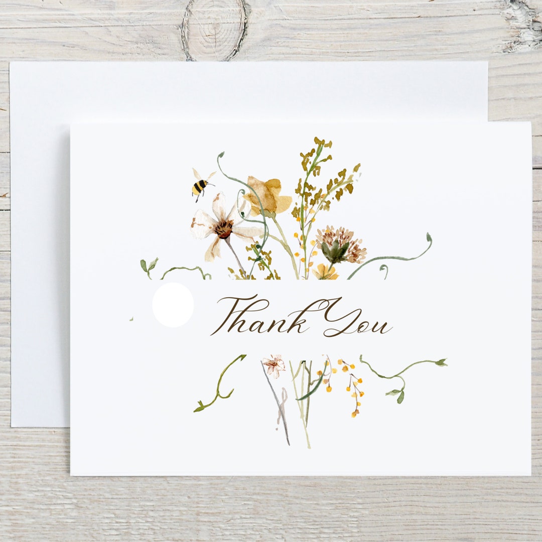 Wildflowers Wedding Thank You Cards Sets, Bridal Shower Folded Thank ...