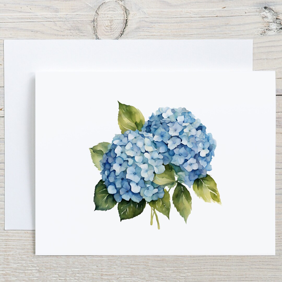Blue Hydrangeas Personalized Note Cards Sets, Hydrangea Flowers ...