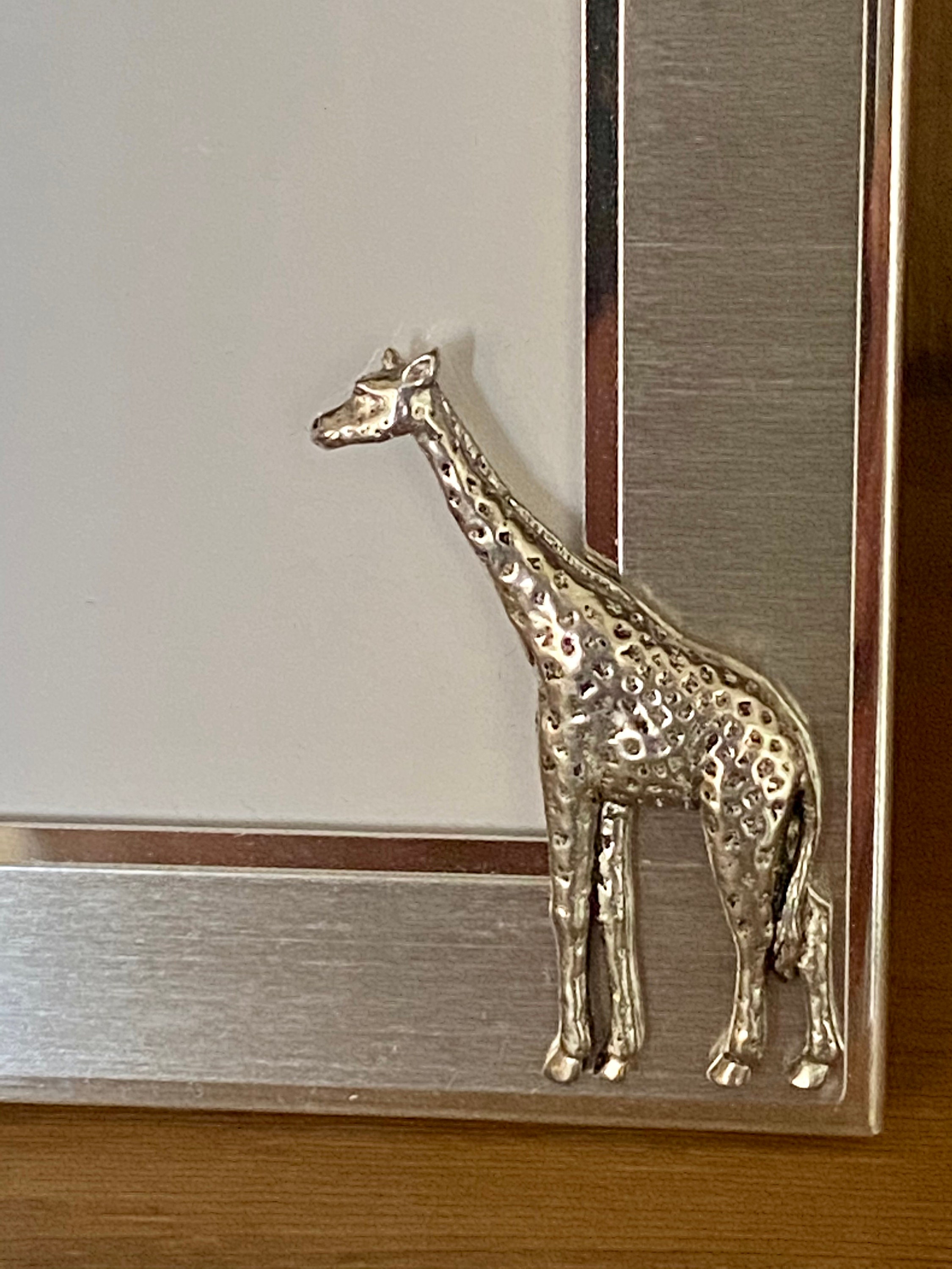 Giraffe Picture Frame Silver Brushed Chrome 4 X 6 or 5 X 7 Animal Gift ...