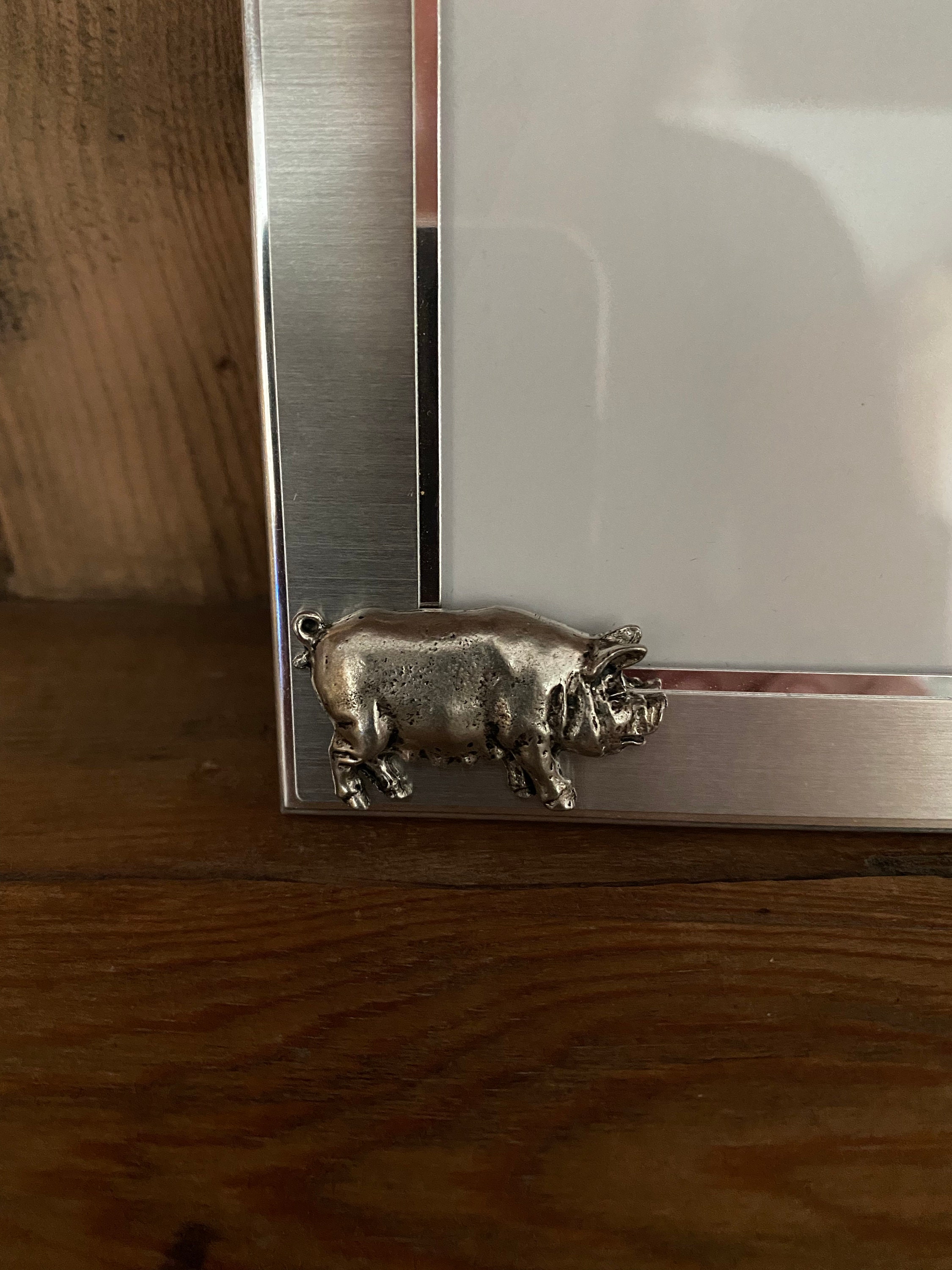 Pig Picture Frame Silver Brushed Chrome 4 X 6 or 5 X 7 Animal Gift Free ...