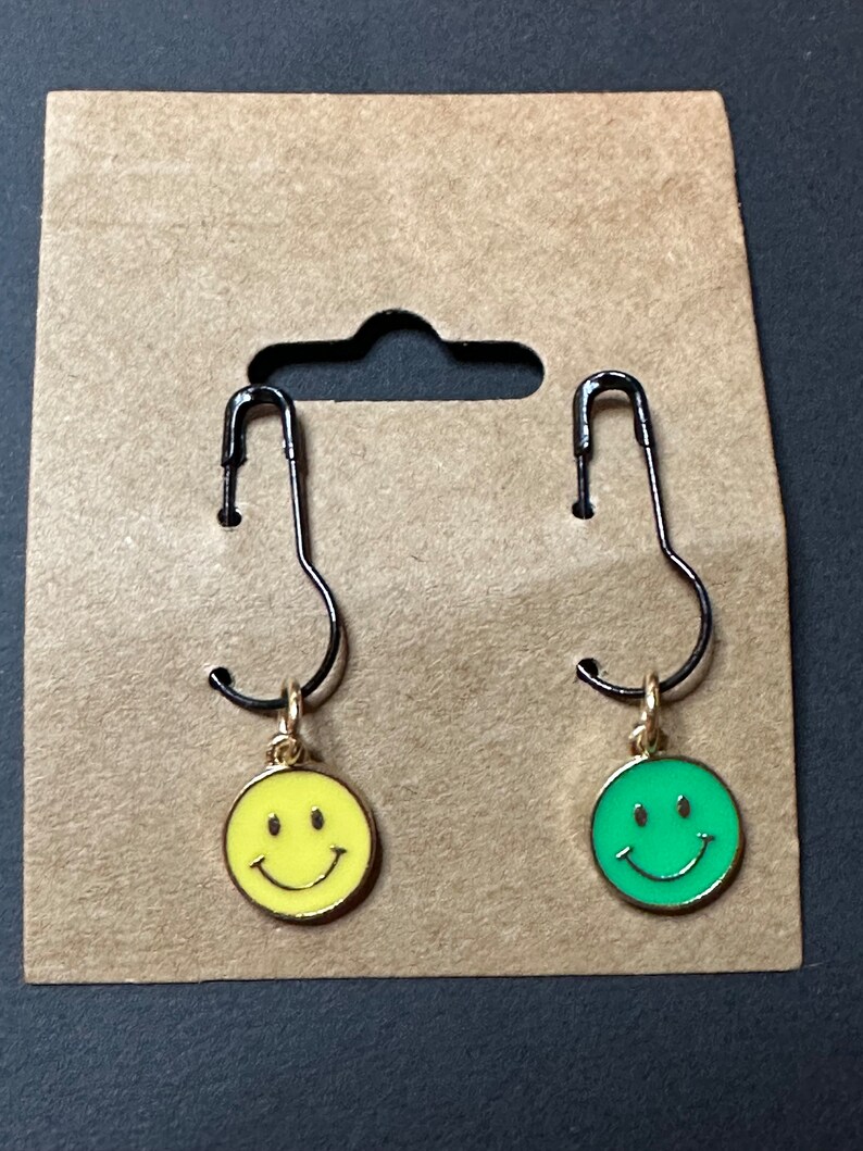 Enamel Smiley Face Stitch Markers - Pair - Etsy
