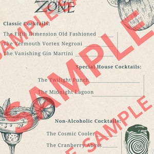 Twilight Zone Halloween Drinks Menu, Spooky Cocktail Bar Sign Template ...