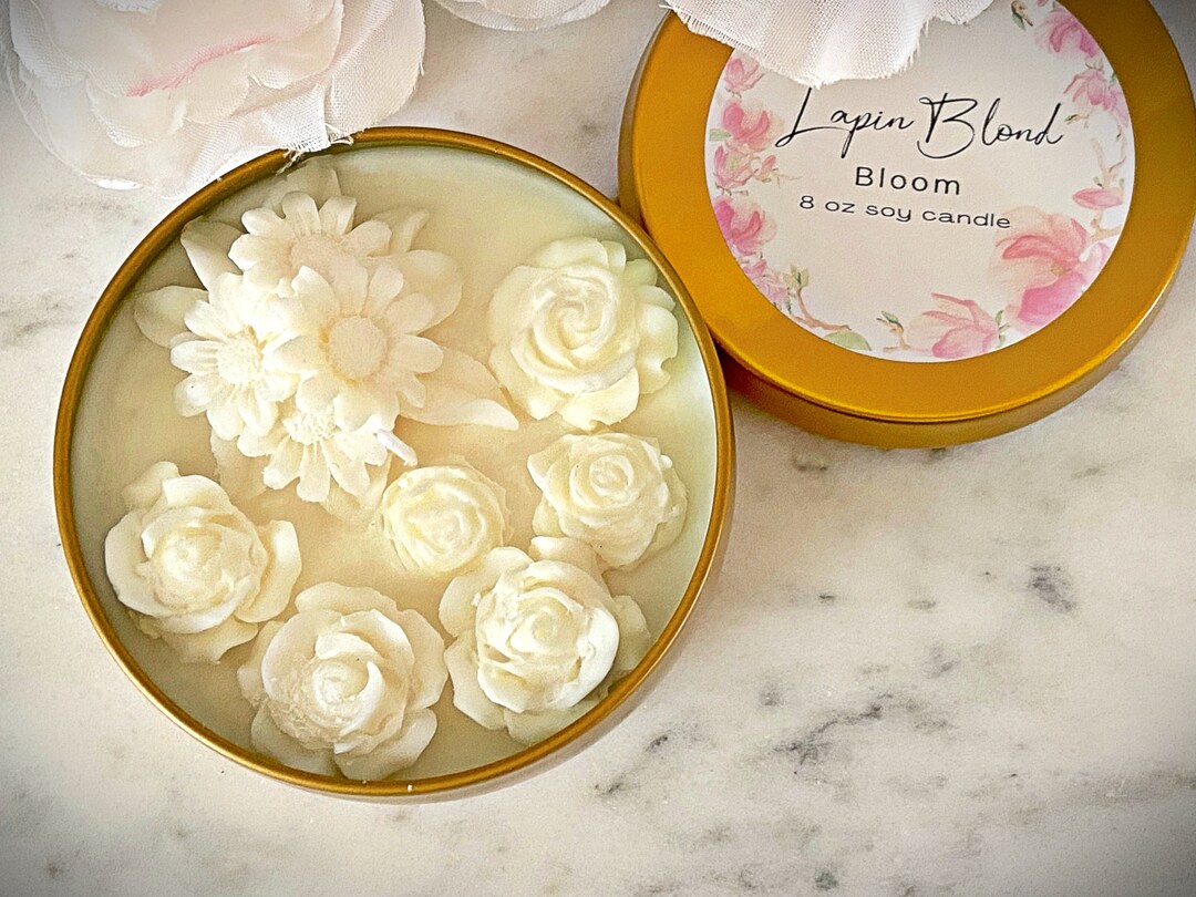 8oz Sculpted Flower Artisanal Scented Soy Candle | Hand Crafted ...