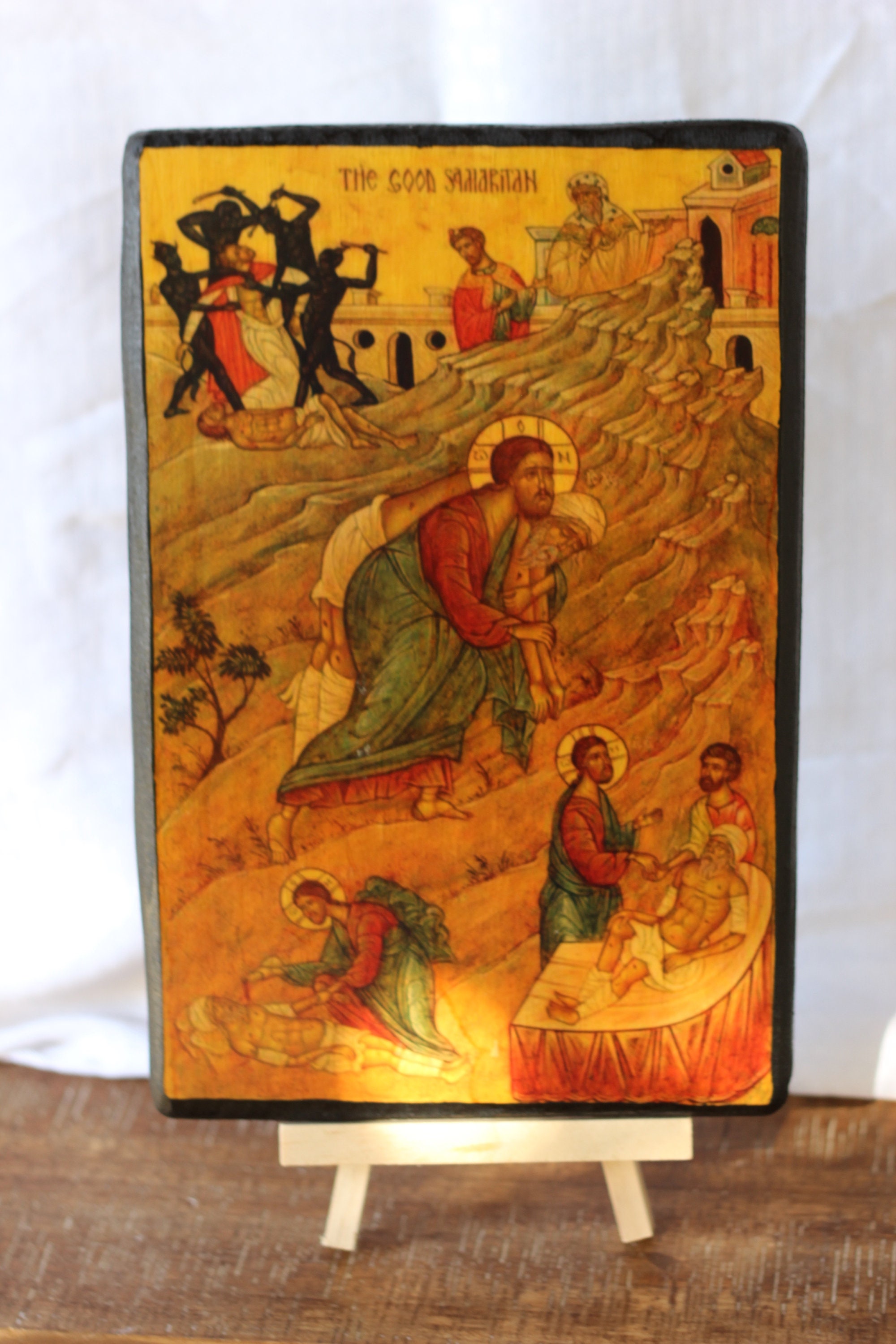Good Samaritan Icon, New Coptic Art, Easel Display and Wall Display - Etsy
