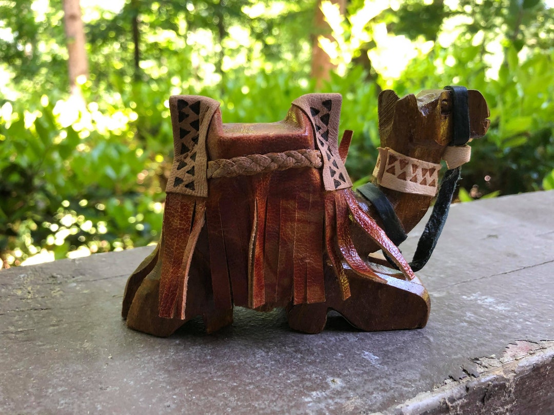 Handmade Wooden Camel With Accessories Leather, Medium Size - Etsy