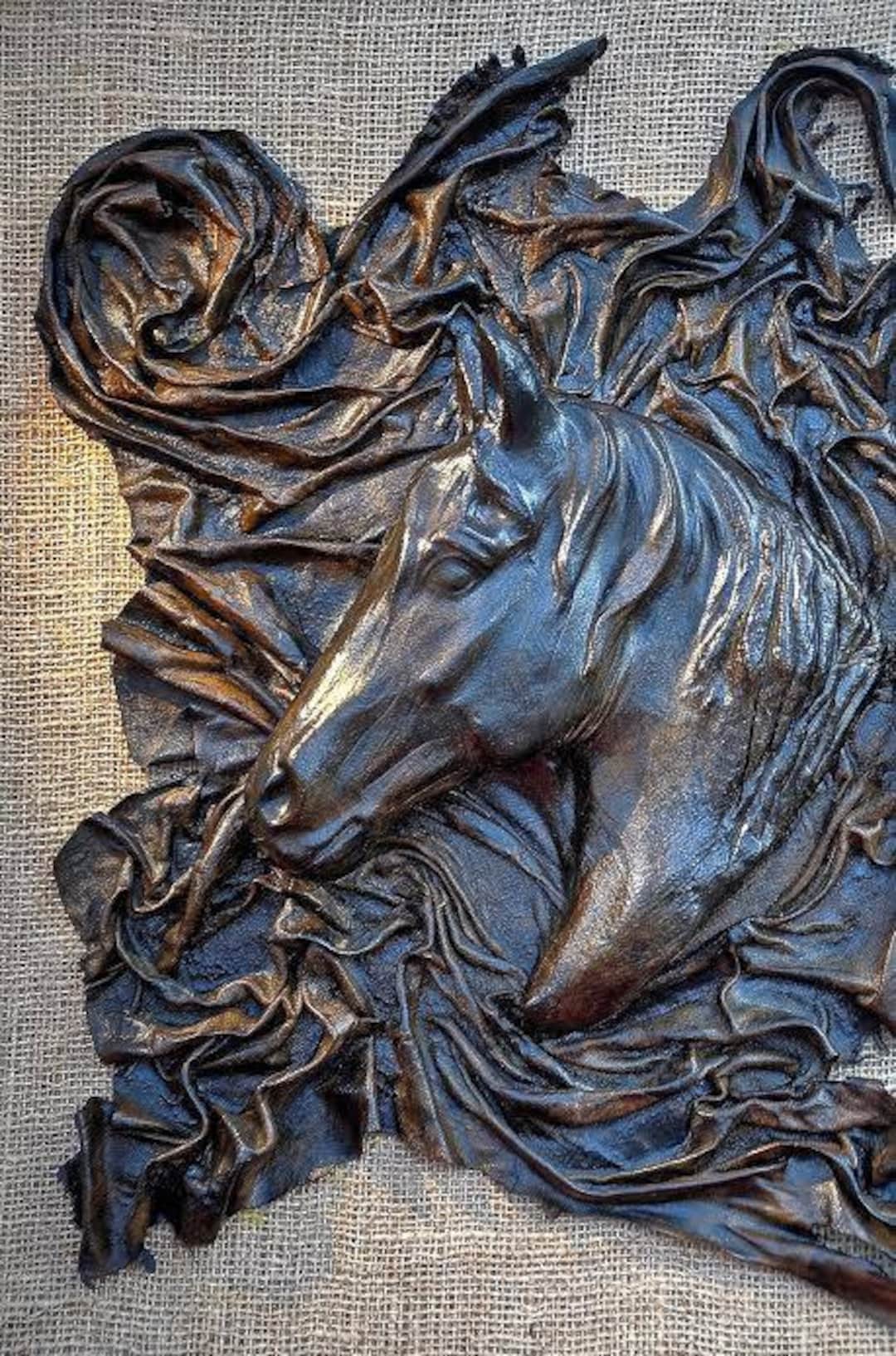 Leather Art Sculpture With Frame, American Horse, Handmade, Genuine ...