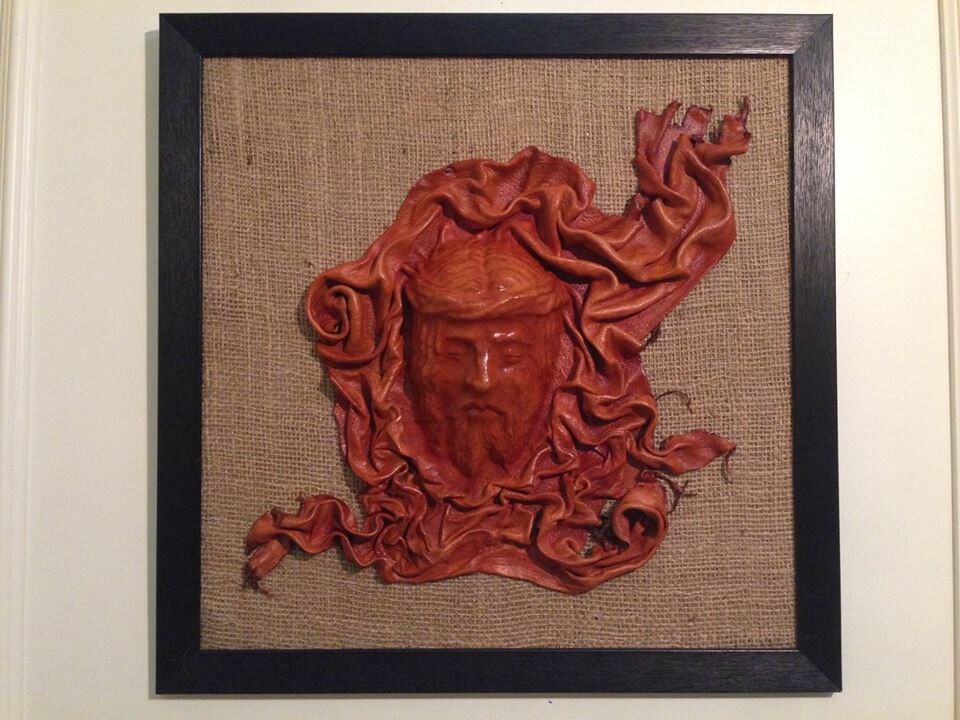 Leather Art Sculpture, Jesus Christ Mask, Three Dimensions, Leather ...
